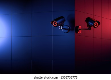 Two Security Cctv Cameras On Wall Stock Illustration 1338733742