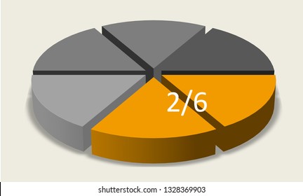 Two Sixth Pie Chart Stock Illustration 1328369903