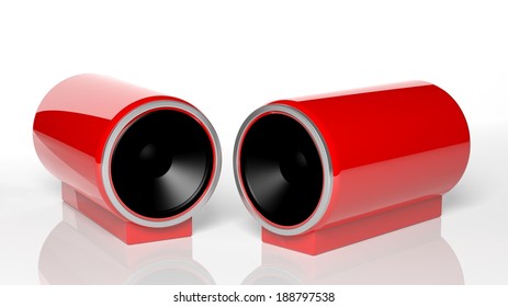 Two Small Red Computer Speakers Isolated Stock Illustration 188797538 ...