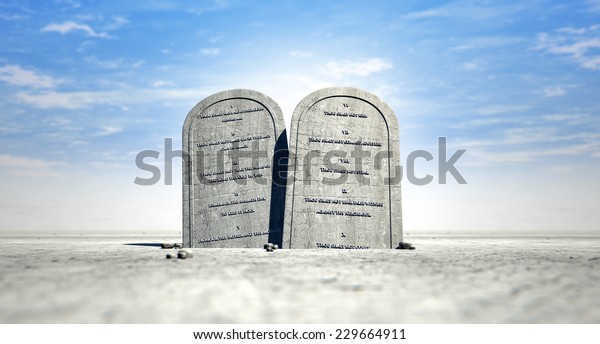 Two Stone Tablets Ten Commandments Inscribed Stock Illustration 229664911