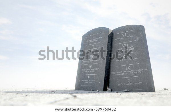 Two Stone Tablets Ten Commandments Inscribed Stock Illustration ...