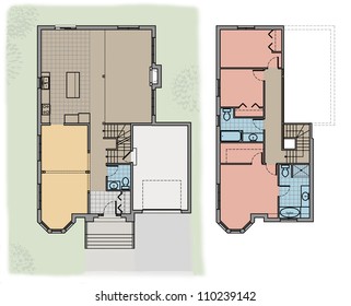 First Second Floor Plan Floorplan House: vetor stock (livre de direitos ...
