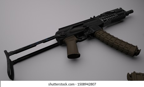 Two Submachine Guns On Table Photorealistic Stock Illustration ...