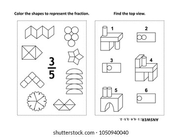 Two Visual Math Puzzles Coloring Pages Stock Illustration 1050940040 ...