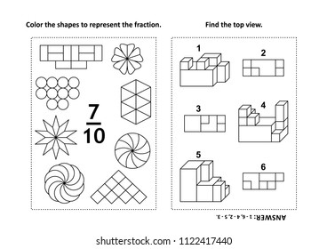 Two Visual Math Puzzles Coloring Pages Stock Illustration 1122417440