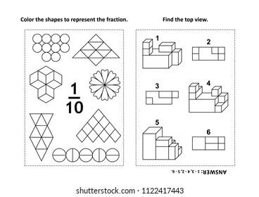 Two Visual Math Puzzles Coloring Pages Stock Illustration 1050940037