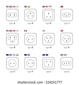 Types Sockets Used Different Countries Version 스톡 일러스트 524251777 ...