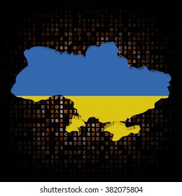 Ukraine Map Flag On Hex Code Stock Illustration 382075804 | Shutterstock