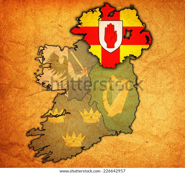 Ulster Borders Flags Provinces On Map Stock Illustration 226642957 ...