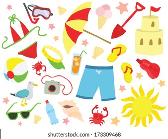 Ultimate Beach Summer Set Stock Illustration 173309468 | Shutterstock