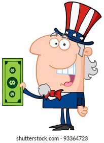 Uncle Sam Holding Dollar Bill Stock Vector (Royalty Free) 93648889 ...