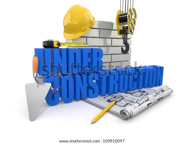 Under Construction Tools Hardhat Wall 3d Stock Illustration 109810097 ...