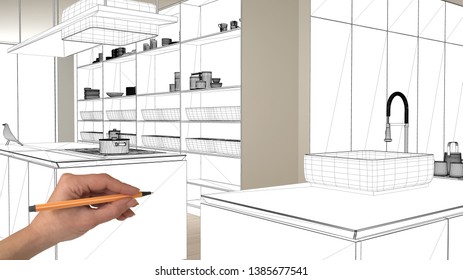 Unfinished Project Under Construction Draft Concept Stock Illustration ...