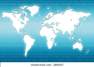 Unfolded Cutout Map World Binary Background Stock Illustration 2890327 ...