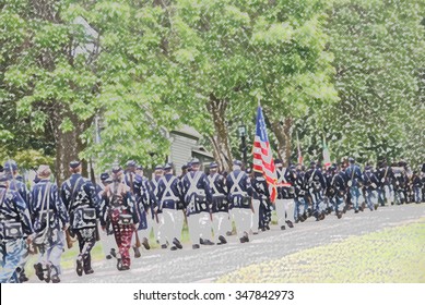 Union Troops Marching Column Formation Civil Stock Illustration ...