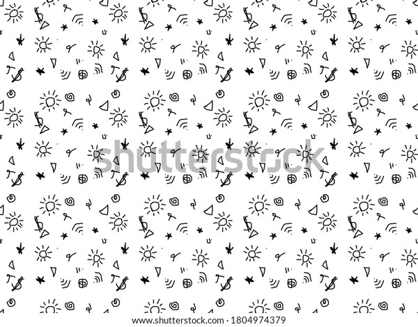 Unique Seemless Pattern Pencil Drawingbest Pattern Stock Illustration ...