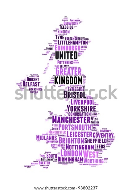 United Kingdom Map Words Cloud Larger Stock Illustration 93802237