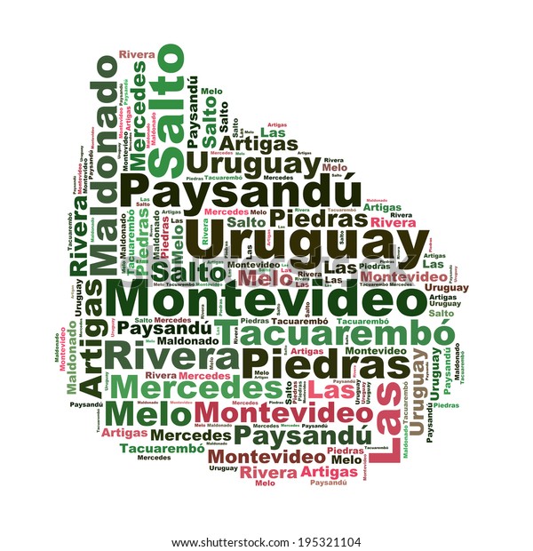 Uruguay Map Words Cloud Larger Cities Stock Illustration 195321104 ...