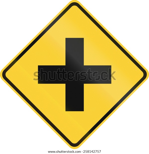 Us Road Warning Sign Intersection Ahead Stock Illustration 258142757