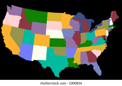 Map Usa Colour Coloured States Stock Vector (Royalty Free) 1264186375