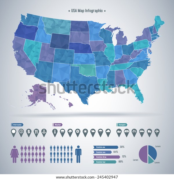 Usa Map Polygon Infographic Stock Illustration 245402947 | Shutterstock