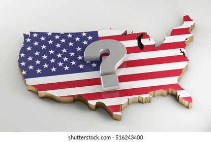 Usa Map Question Mark 3d Illustration Stock Illustration 516243400 ...