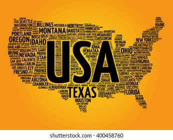 Usa Map Word Cloud Made Words Stock Illustration 400458760 | Shutterstock