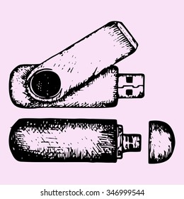 Usb Flash Drive Set Doodle Style Stock Illustration 346999544 ...