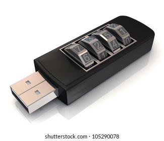 Usb Flash Memory Drive Security Combination 스톡 일러스트 105290078 ...