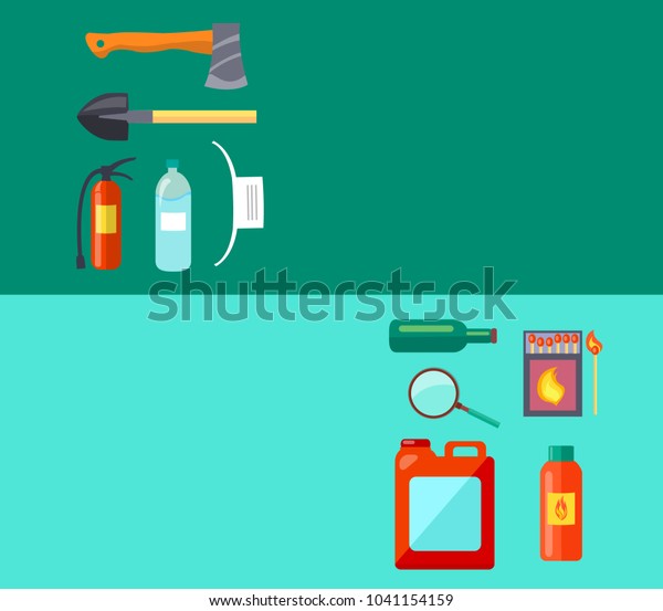 Useful Dangerous Firerelated Objects Set Posters Stock Illustration ...