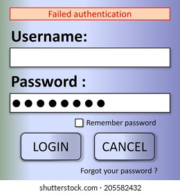 User Login Form Failed Authentication Error Stock Illustration ...