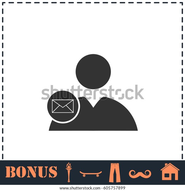 User Mail Icon Flat Simple Illustration Stock Illustration 605757899 ...