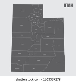 Utah State Counties Map Labels Stock Illustration 1663387279 | Shutterstock