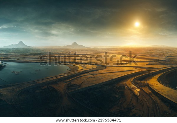 Utopian Dark City Background 3d Render Stock Illustration 2196384491 ...
