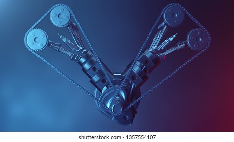 V6 Engine Inside Motion Pistons Camshaft 스톡 일러스트 1357554107 | Shutterstock