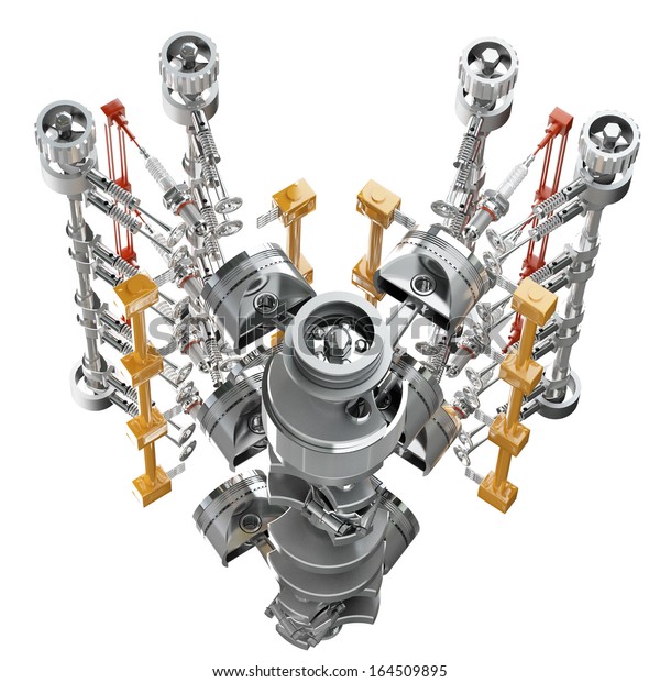 V8 Internal Combustion Engine 3d Isolated Stock Illustration 164509895