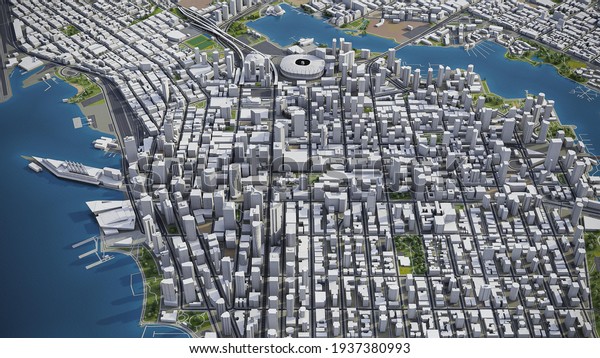 Vancouver 3d Model Aerial Rendering Stock Illustration 1937380993 ...
