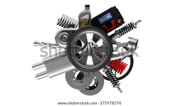 Various Car Parts Accessories Isolated On Stock Illustration 375978376 Various Car Parts Accessories Isolated On Stock Illustration 375978376