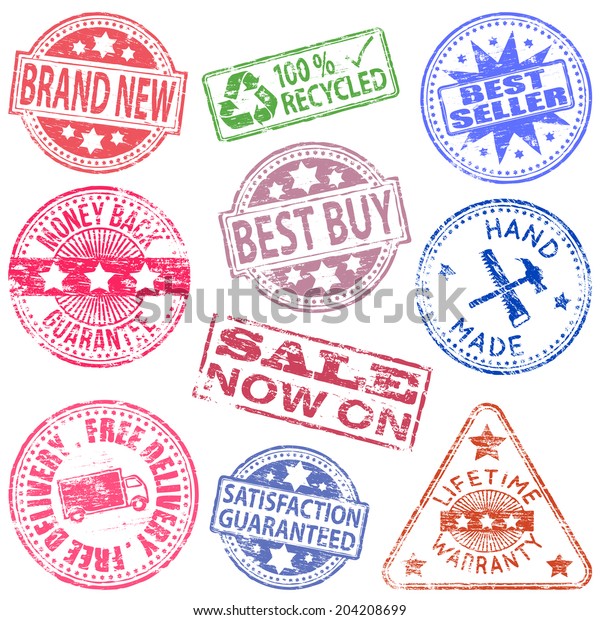 Various Different Retail Rubber Stamp Vector 스톡 일러스트 204208699 ...