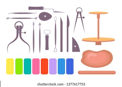 Various Drawing Clay Modelling Instruments Tools Stock Illustration ...