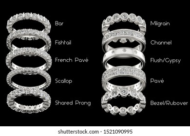 Various Eternity Ring Design Styles Setting Stock Illustration ...