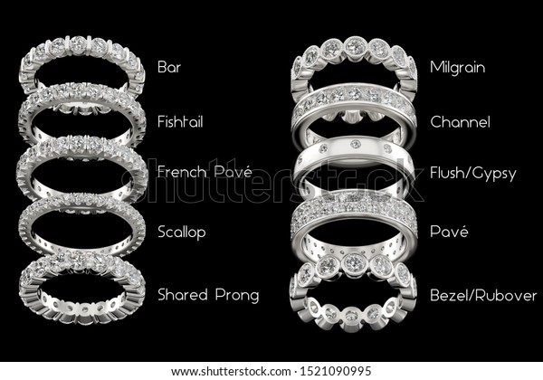 Various Eternity Ring Design Styles Setting Stock Illustration ...