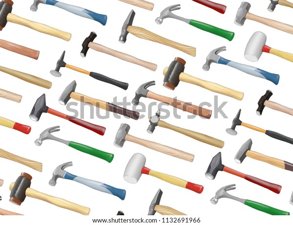 Various Types Hammers Stock Illustration 1132691966