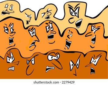 Vector Design Cartoon Crowd Angry Faces Stock Illustration 2279429