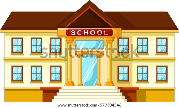 Vector Illustration School Building Cartoon Stock Illustration ...