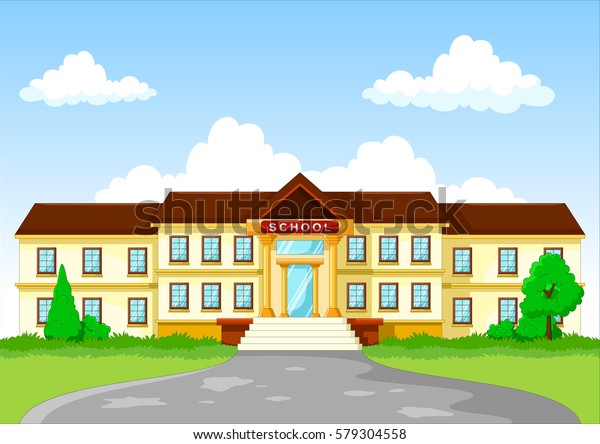 Vector Illustration School Building Cartoon Stock Illustration 579304558