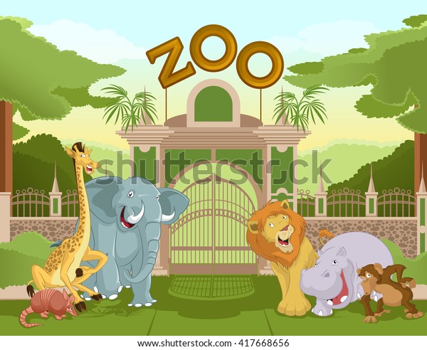Vector Image Colurful Zoo Gate African Stock Illustration 417668656