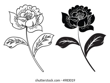 Vector Image Two Flowers Black White Stock Illustration 4983019 ...