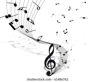 Vector Musical Notes Staff Background Design Stock Illustration ...