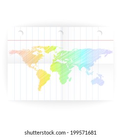 Vector Notepad Ruled Page Folded Lines Stock Illustration 199571681 ...